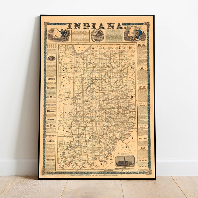 Indiana Map - Etsy