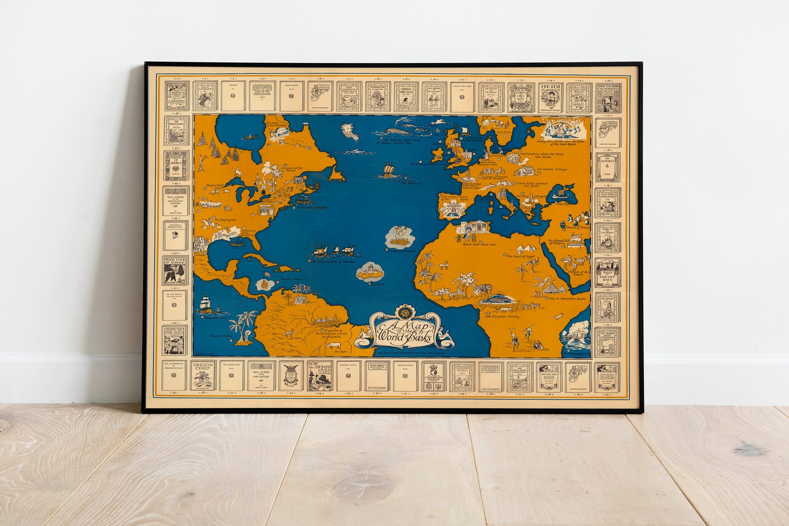 Map of the World of Books Book Lover Gift Vintage Map Print - Etsy