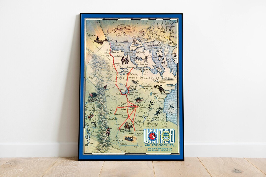 Vintage Map of Manitoba and the Northwest Territories| Poster Print ...
