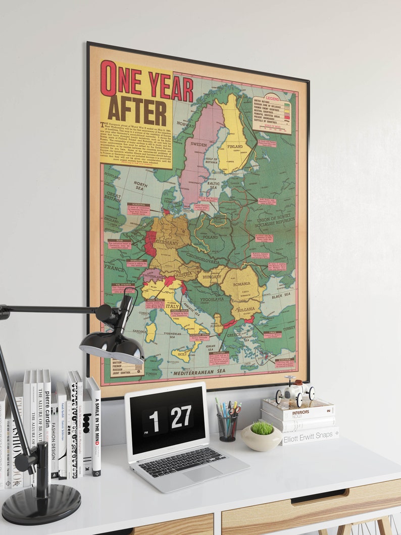 Europe World War 2 Map Print Poster Print WW2 Maps Canvas | Etsy