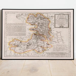 Carrion Map Print| Canvas Print Wall Art| Spain Vintage Maps for Wall ...