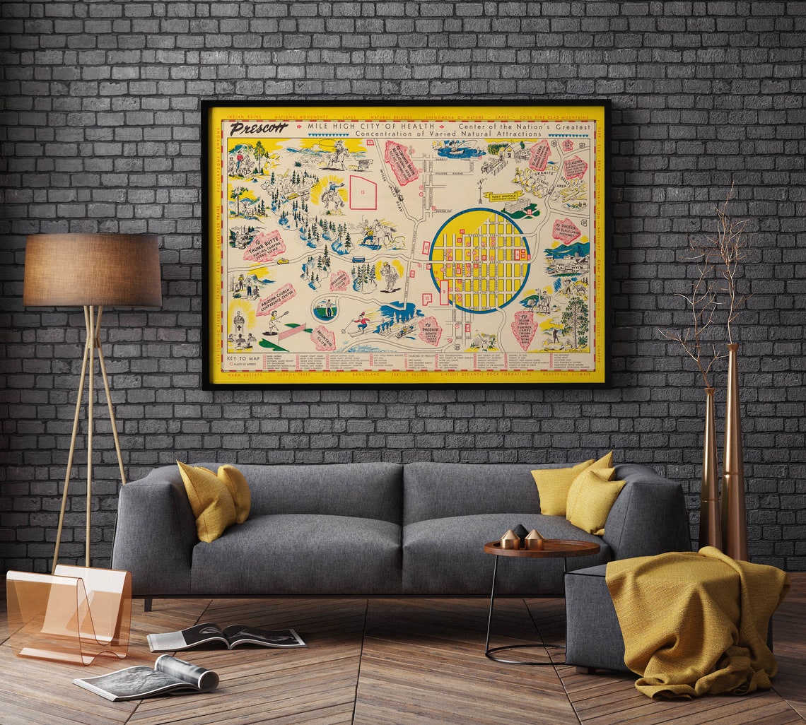 Prescott Map Wall Print Old Map Prescott Wall Decor Poster | Etsy