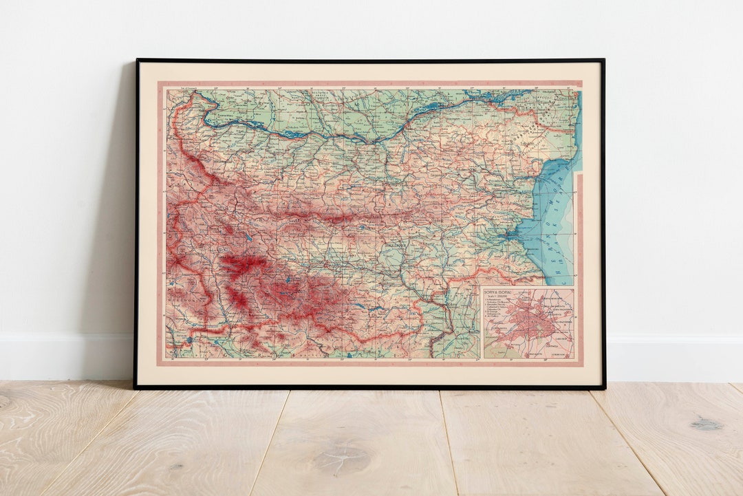 Map of Bulgaria| Old Map Wall Decor| Vintage Map Wall Art| Poster Print ...