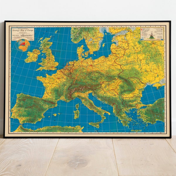 1945 Map of Europe - Etsy