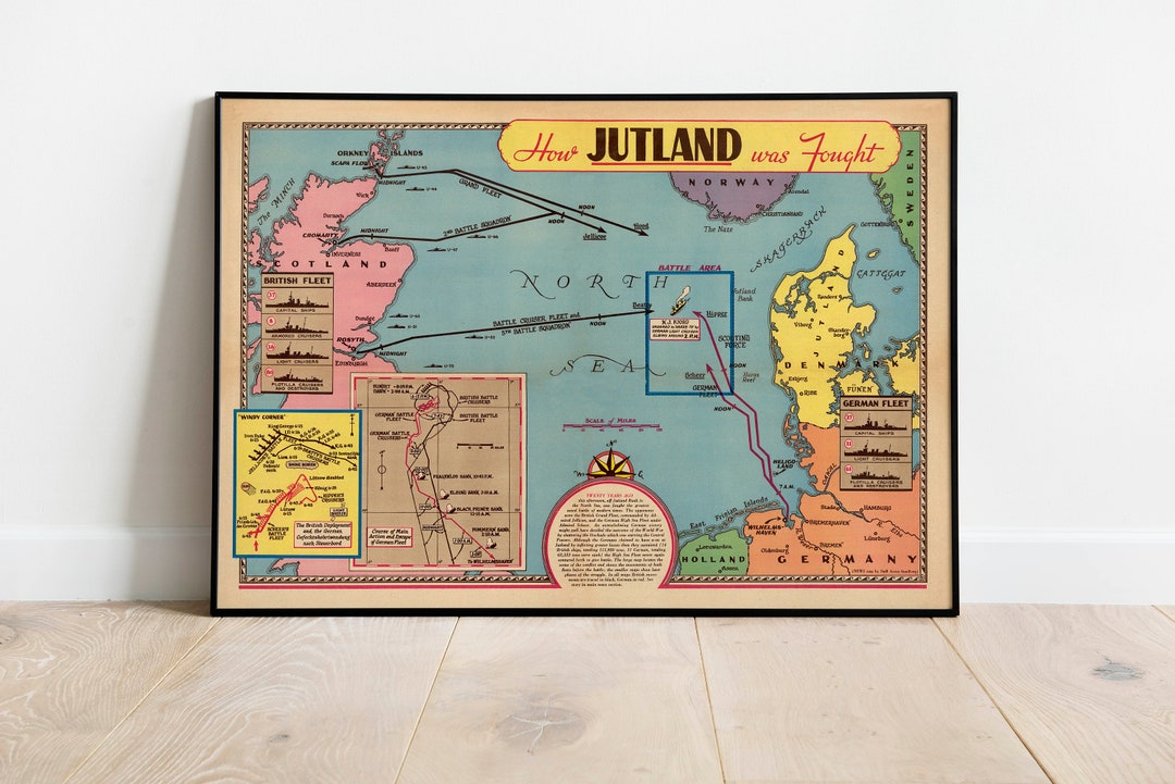 Battle of Jutland Map Print: Vintage WW1 Military Wall Art - Etsy