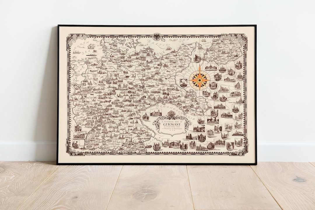 Pictorial Map of Germany 1935| Vintage Map Print| Canvas Wrapped Wall ...