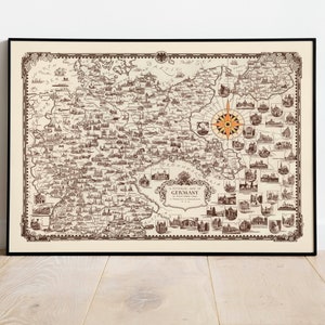 Pictorial Map of Germany 1935| Vintage Map Print| Canvas Wrapped Wall ...