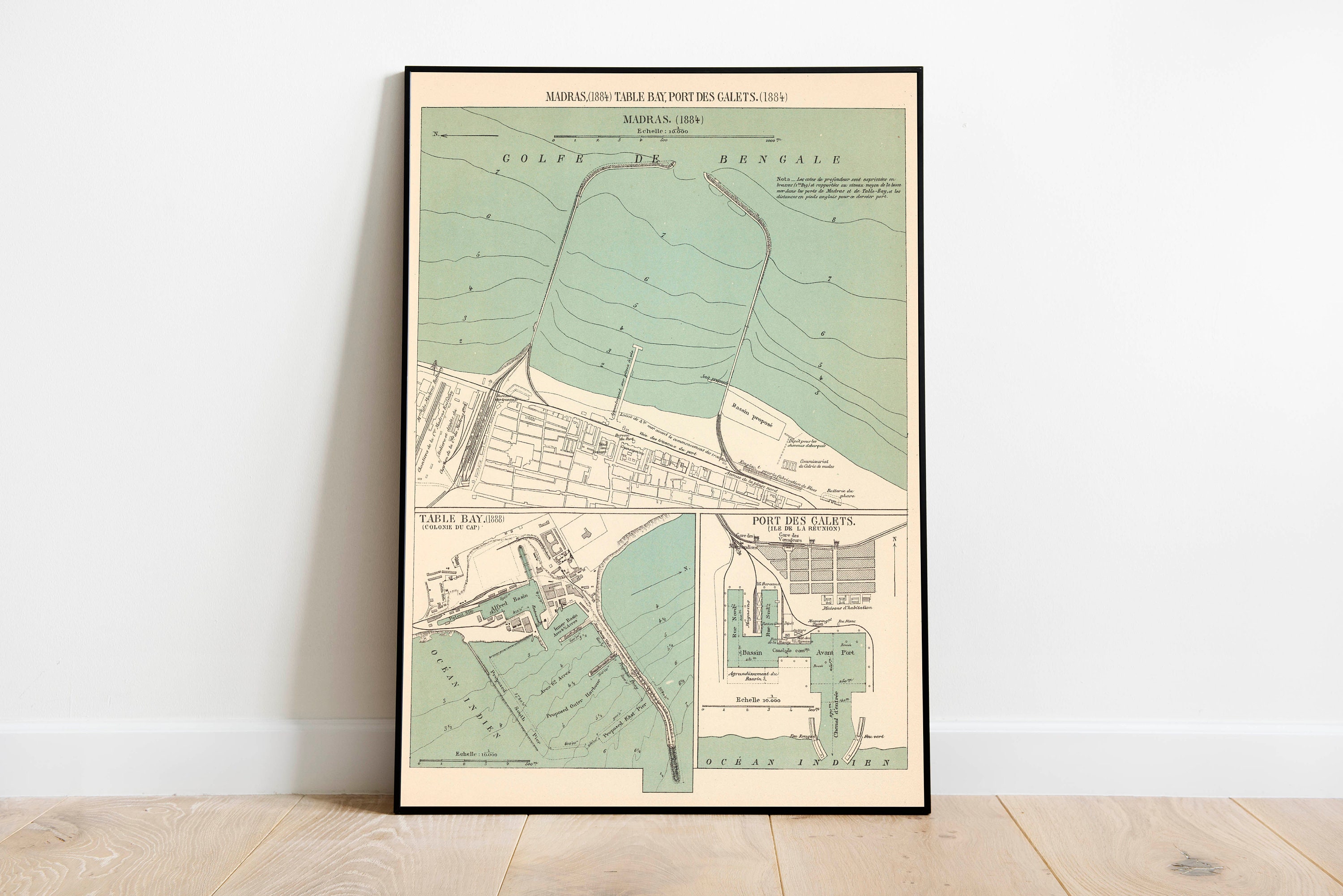 Map of Chennai Madras Map Table Bay Map Print Pointe Des - Etsy India
