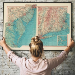 Geographical Map of New England| Map Wall Decor| Vintage Map Wall Art ...