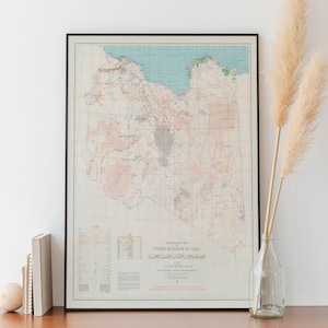 Topographic Map of Kingdom of Libya 1962| Old Map Wall Decor| Vintage ...