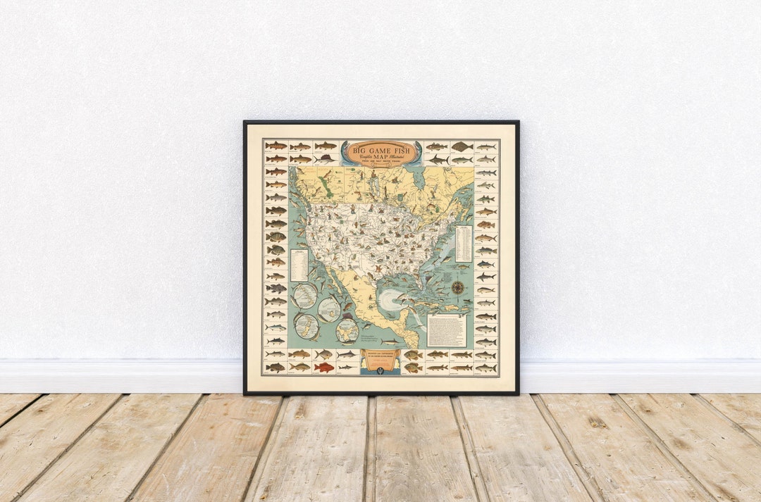 Fishes of North America Fishes Poster Fish Chart Poster Fish Chart Map ...