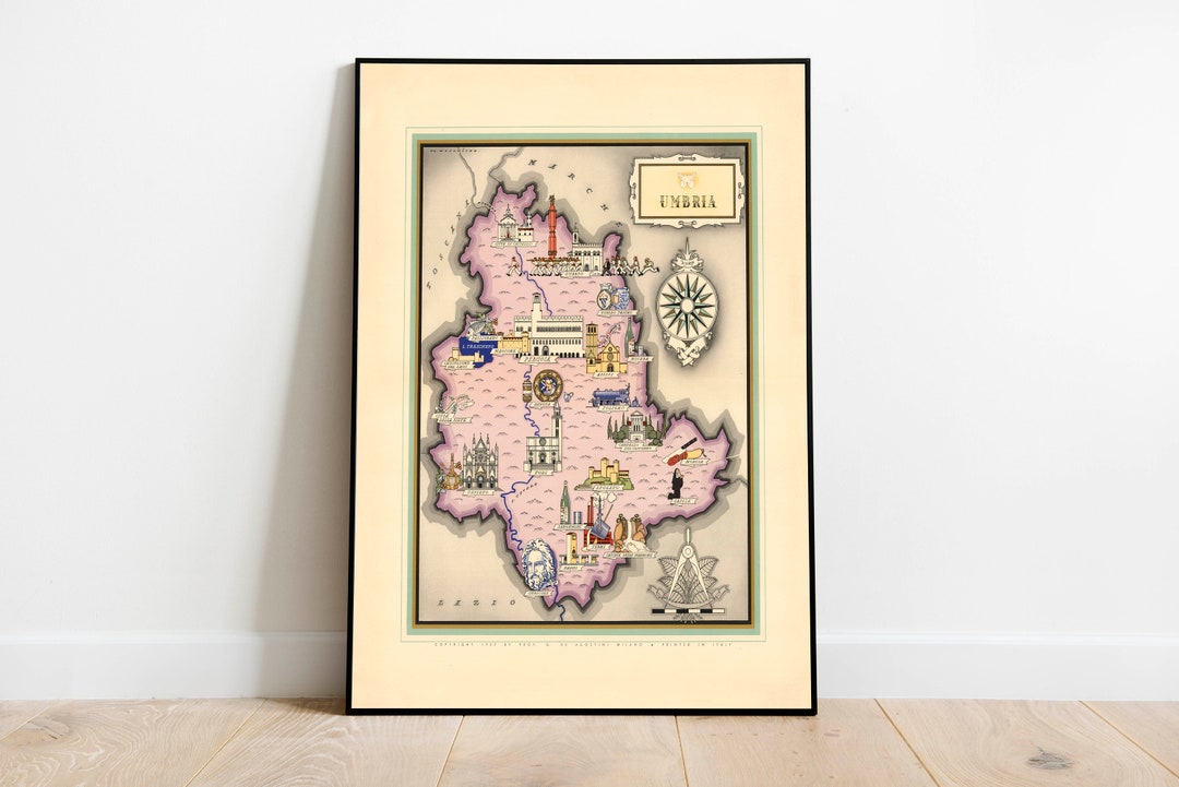 1939 Umbria Map Print: Vintage Italian Wall Art - Etsy