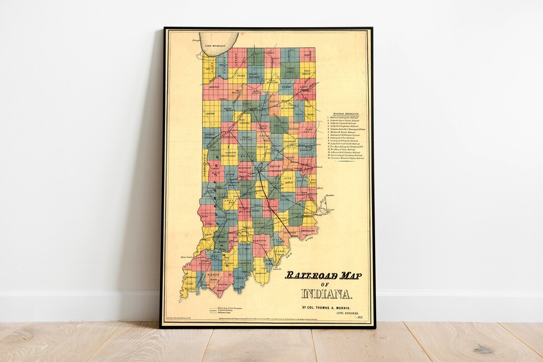 Indiana Railroad Map Old Indiana Map Indiana Counties Map Old US States ...