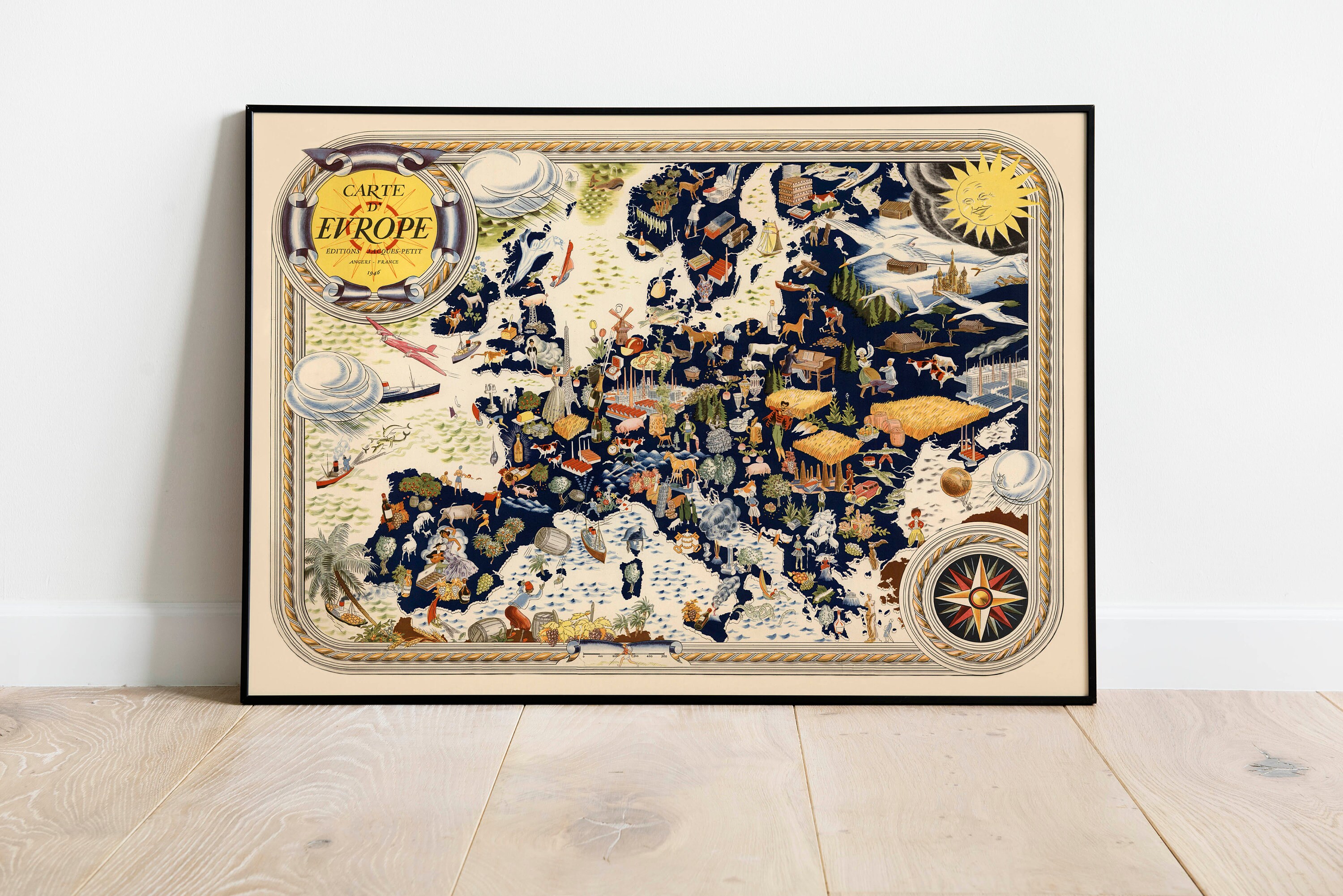 Pictorial Map of Europe Wall Art Print Europe Map Wall - Etsy