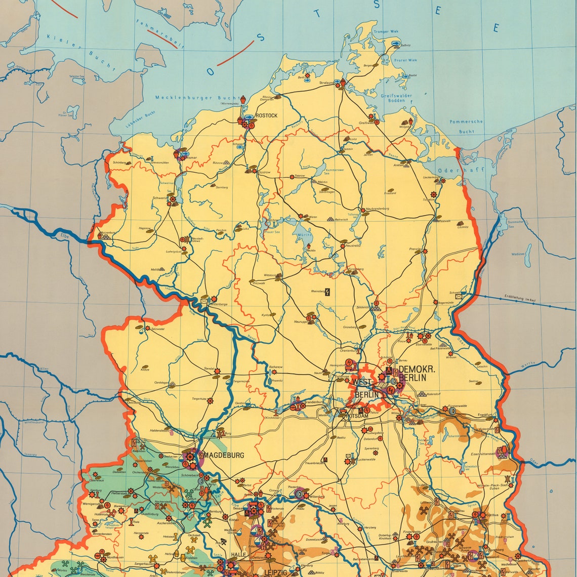 Map of East Germany Post World War 2 Germany Map Print | Etsy