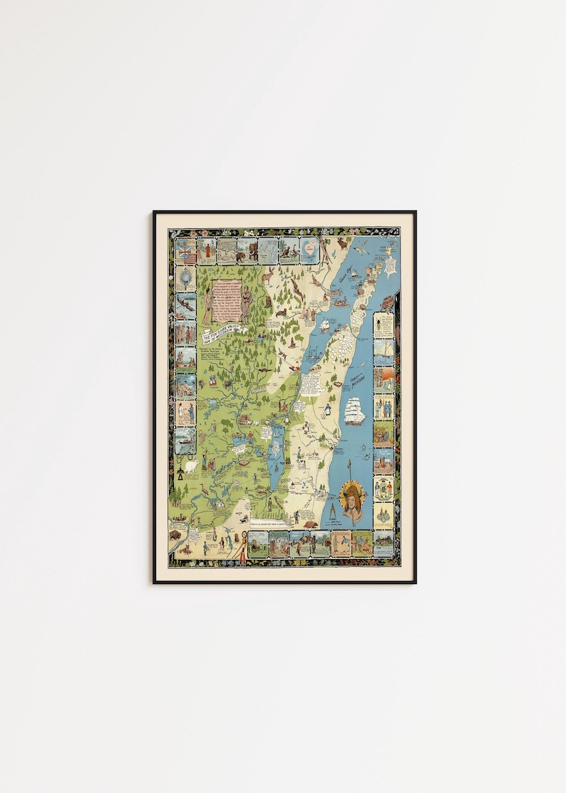 Vintage Fox River Valley Map Poster: Wisconsin Wall Art Print - Etsy