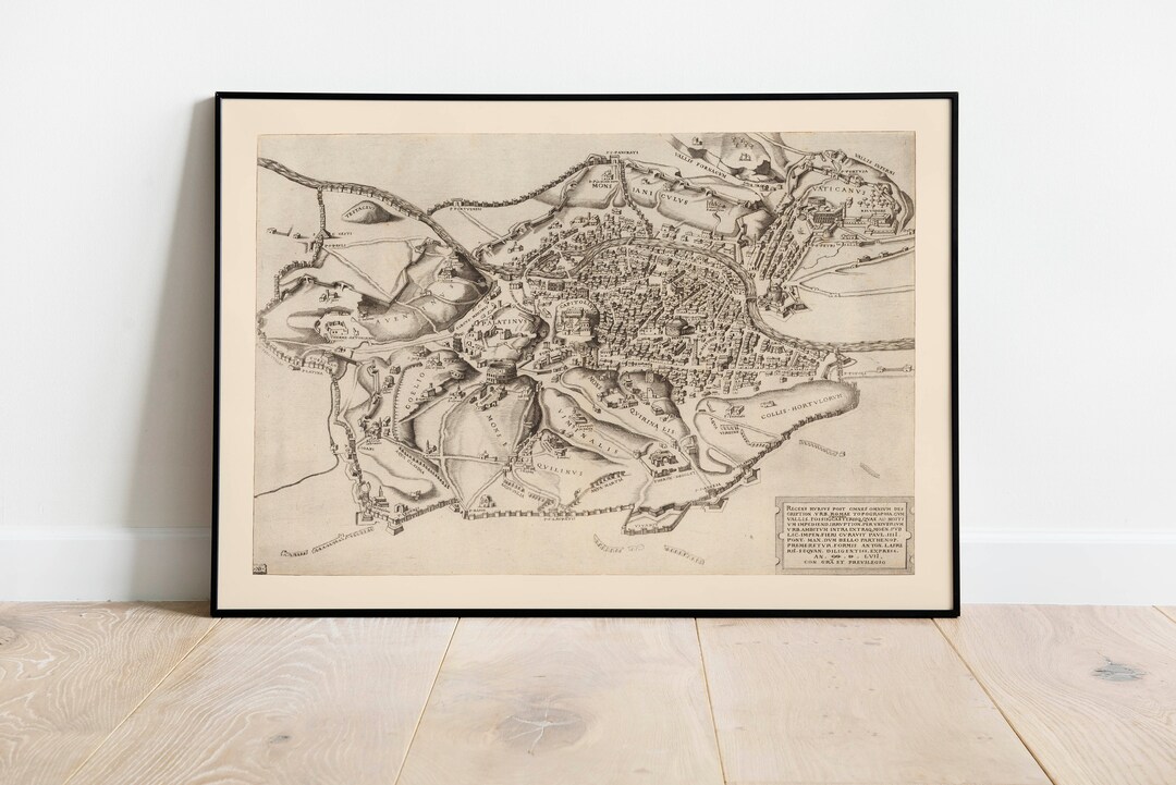 Engraved Plan of Rome 1557| Old Map Wall Decor| Vintage Map Wall Art ...