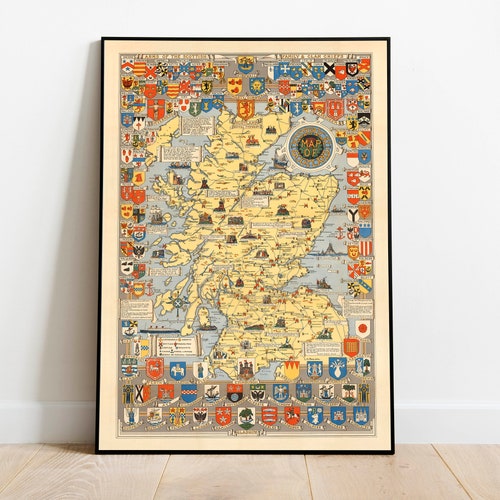 Scotland Map Wall Print Old Map Scotland Wall Decor Historical Map of ...