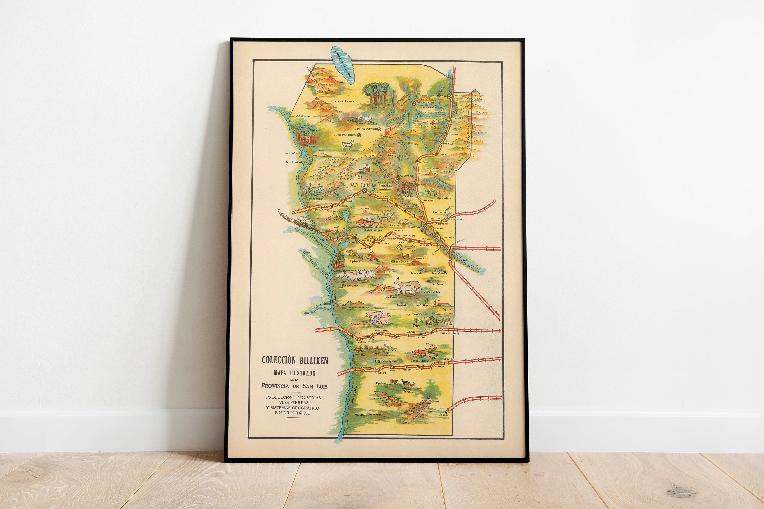 Pictorial Map of San Luis Argentina Old Map Wall Art Print - Etsy