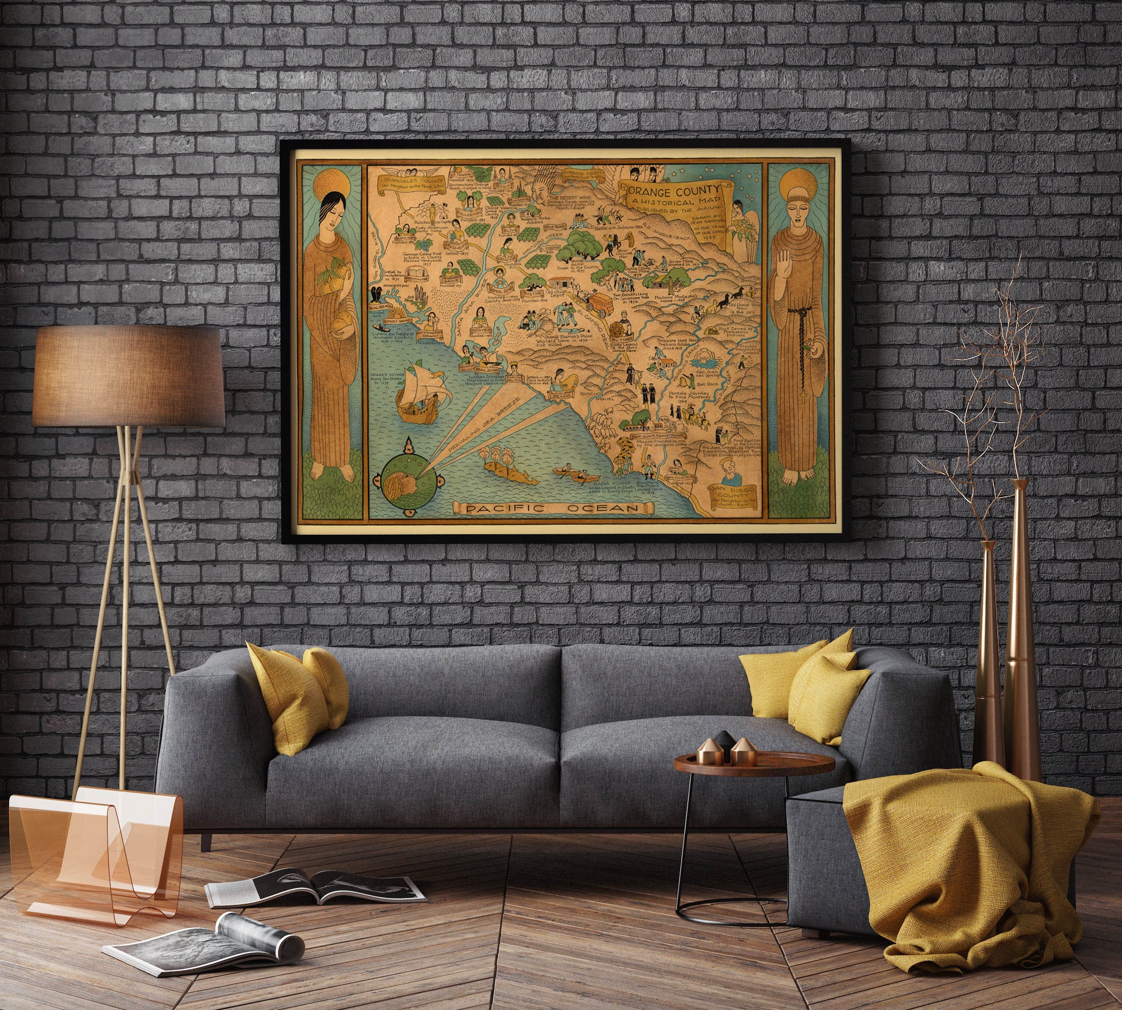 Orange County Historical Map Print Orange County Wall Print - Etsy