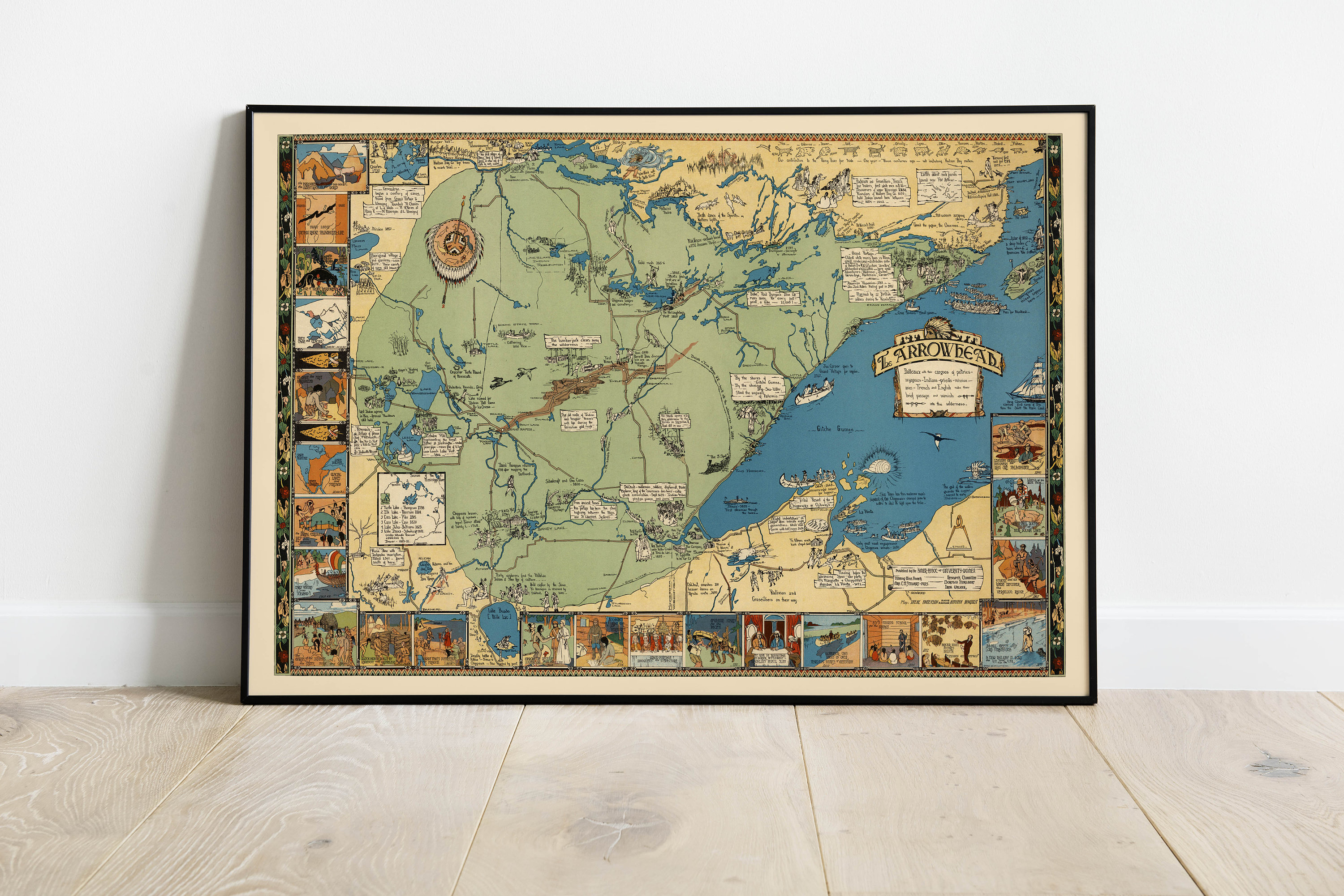 Minnesota Vintage Map Wall Poster the Arrowhead Minnesota | Etsy