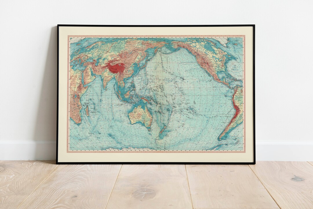 Geographical Map of Pacific and Indian Ocean| Map Wall Decor| Map Wall ...