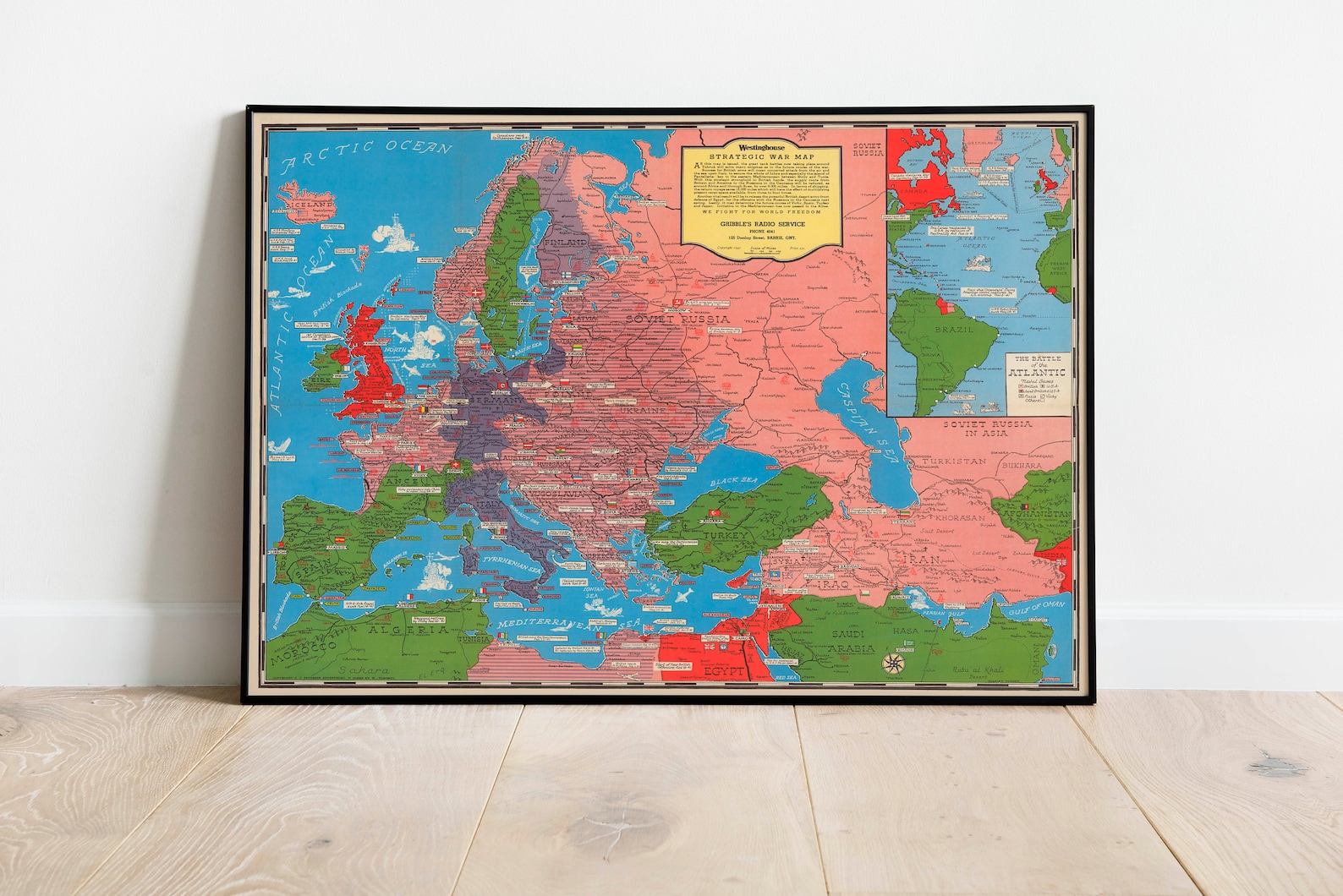 World War Ii Pictorial Map Wwii Map Battle of Atlantic - Etsy