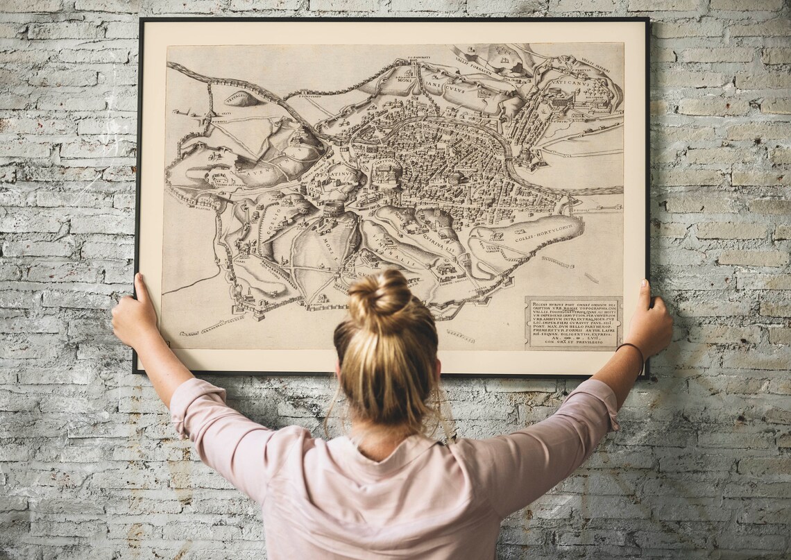 Engraved Plan of Rome 1557 Old Map Wall Decor Vintage Map - Etsy