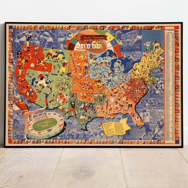 Football Map of the United States - Etsy