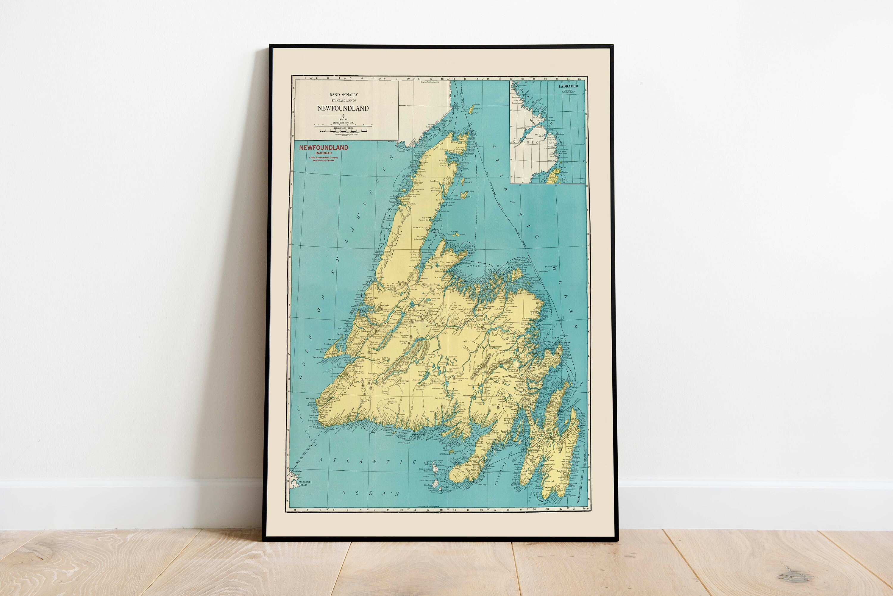 Wall Map of Newfoundland Vintage Map Poster Newfoundland - Etsy Canada