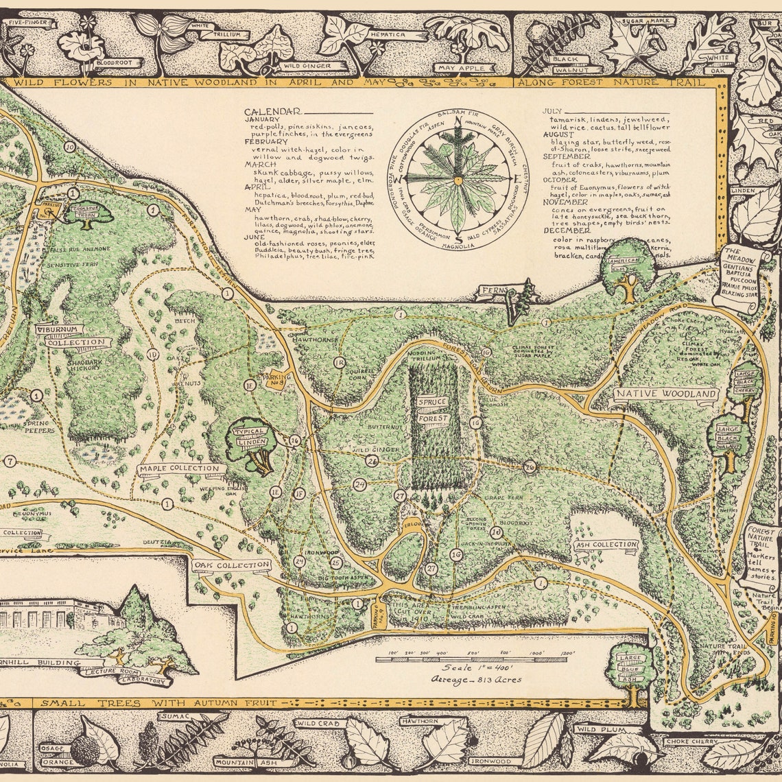 Map of the Morton Arboretum Illinois Maps for Wall Decor - Etsy