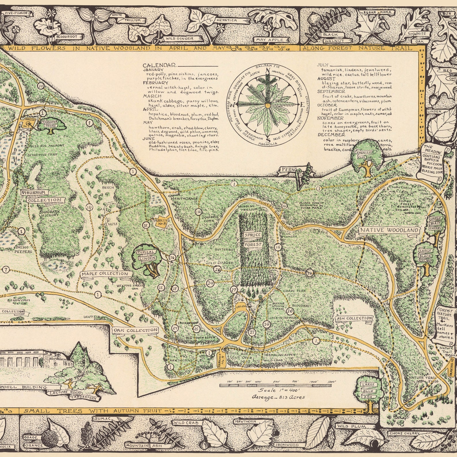 Map of the Morton Arboretum Illinois Maps for Wall Decor - Etsy