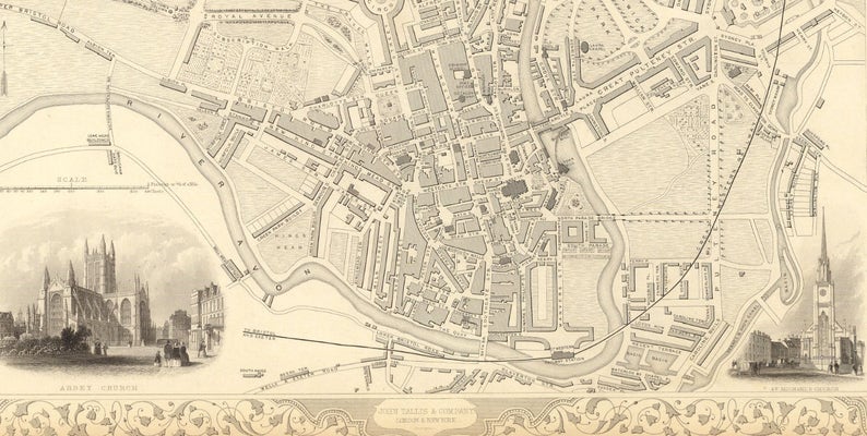 Bath Map Bath England England Old Map Bath City Map | Etsy