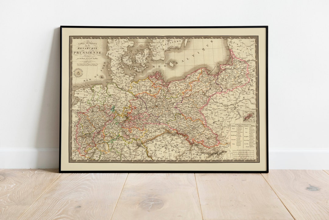 Historical Map of Kingdom of Prussia 1827| Old Map Wall Decor| Vintage ...
