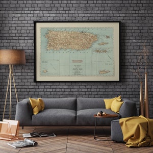 Map of Puerto Rico| Puerto Rico Map Wall Art| Canvas Print Wall Decor ...