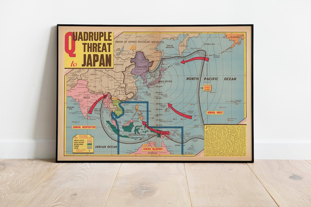 Japan World War 2 Map Print| Poster Print| WW2 Maps| Canvas Art| War ...