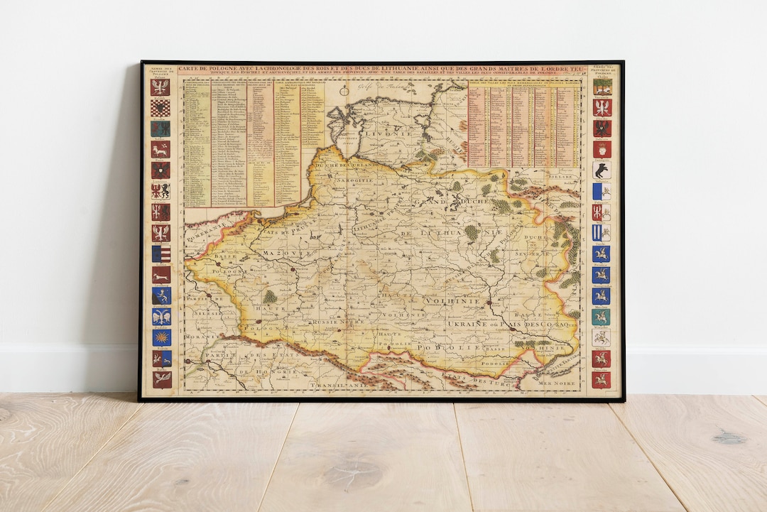 Lithuania Map Wall Print| Lithuania Old Map| Poster Print| Canvas Print ...