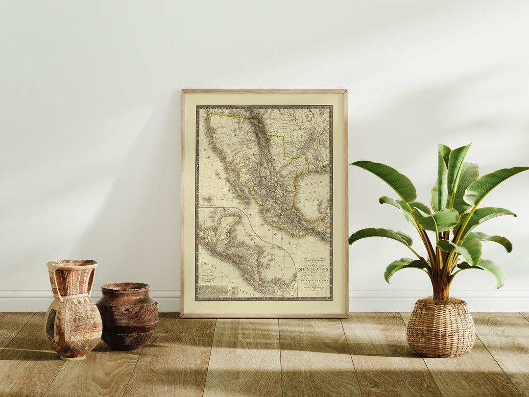 Historical Map of Mexico 1821| Old Map Wall Decor| Vintage Map Wall Art ...