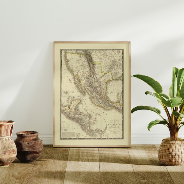 Framed Map of Mexico - Etsy
