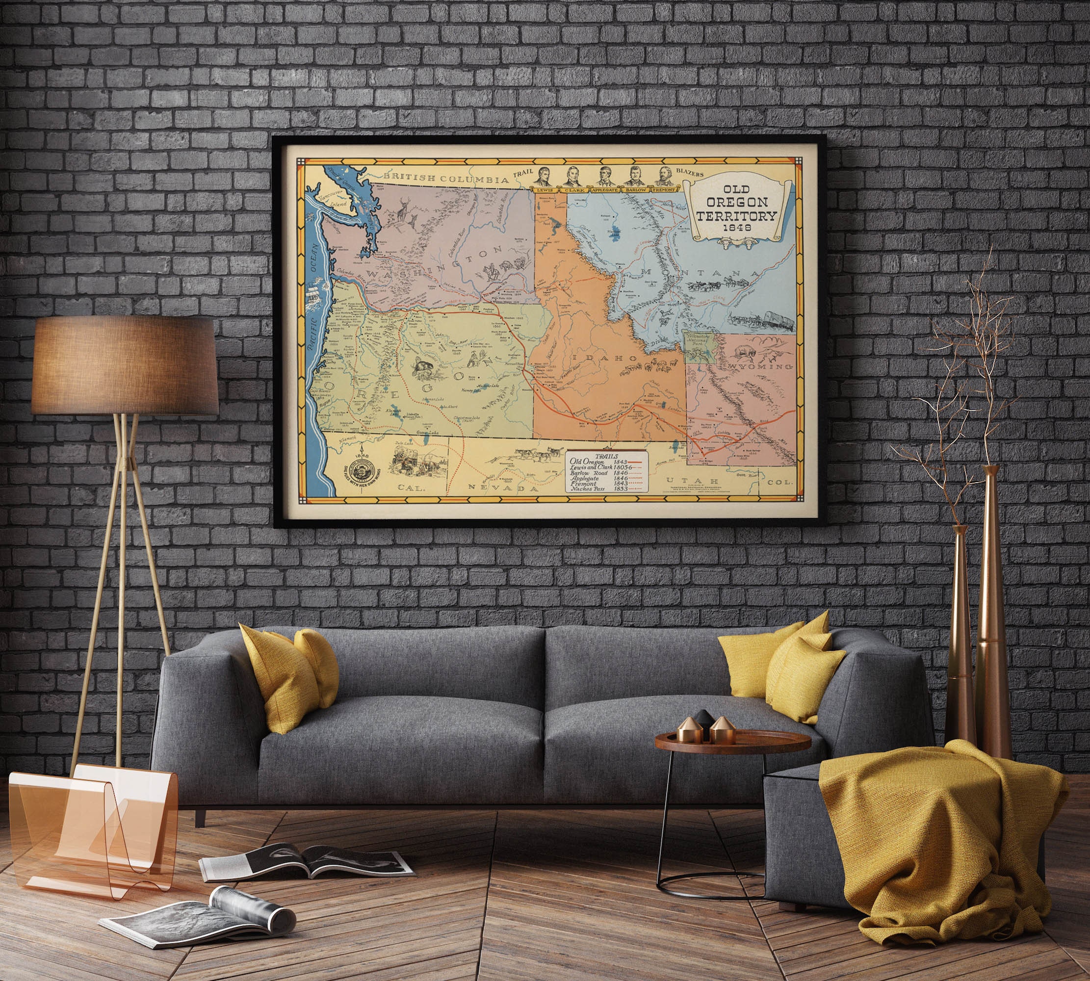 Oregon Territory Map 1848 Oregon Vintage Map Wall Print | Etsy