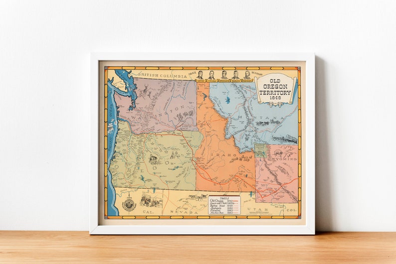 Oregon Territory Map 1848 Oregon Vintage Map Wall Print | Etsy