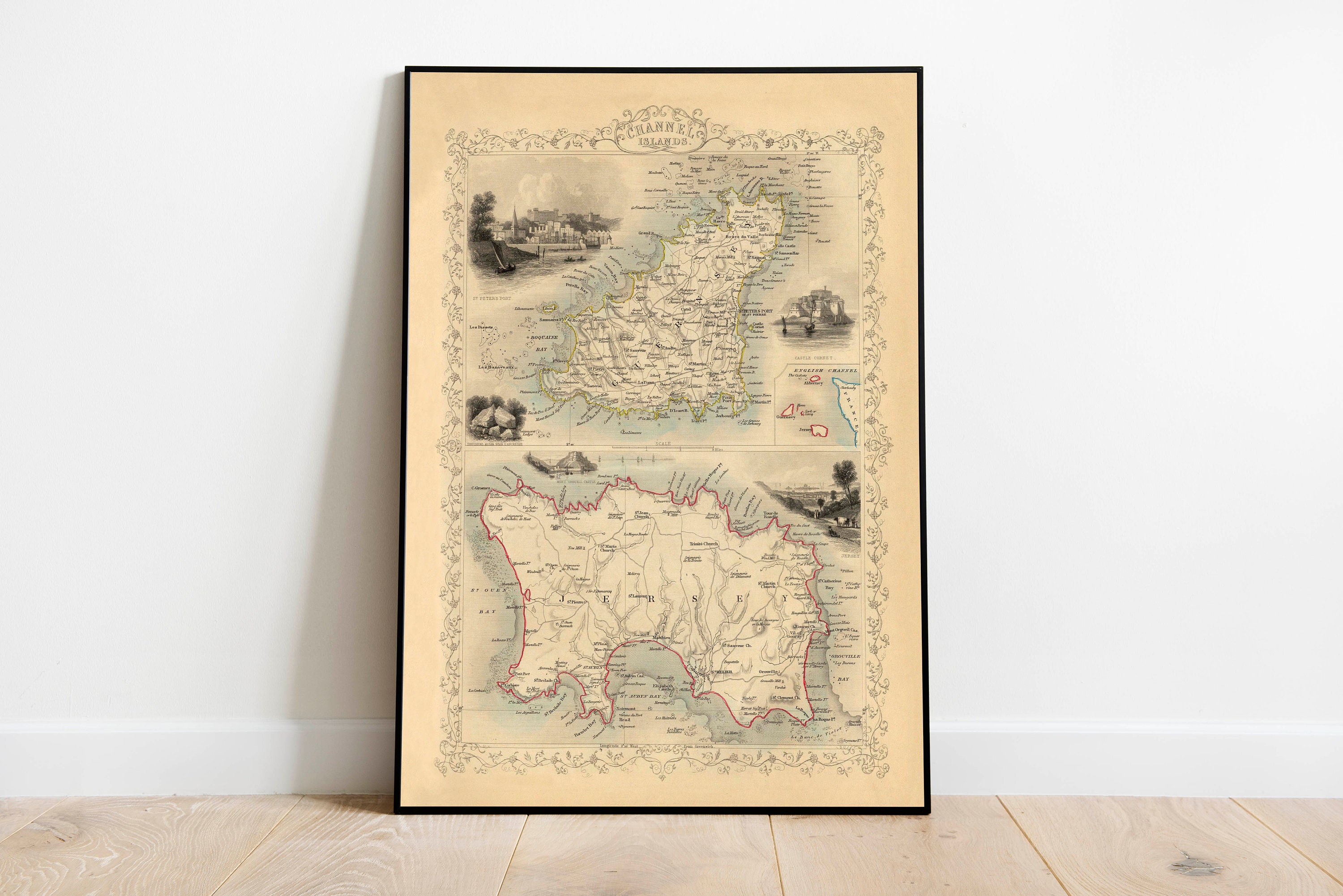 Channel Islands Map Print Wall Art English Channel Vintage | Etsy
