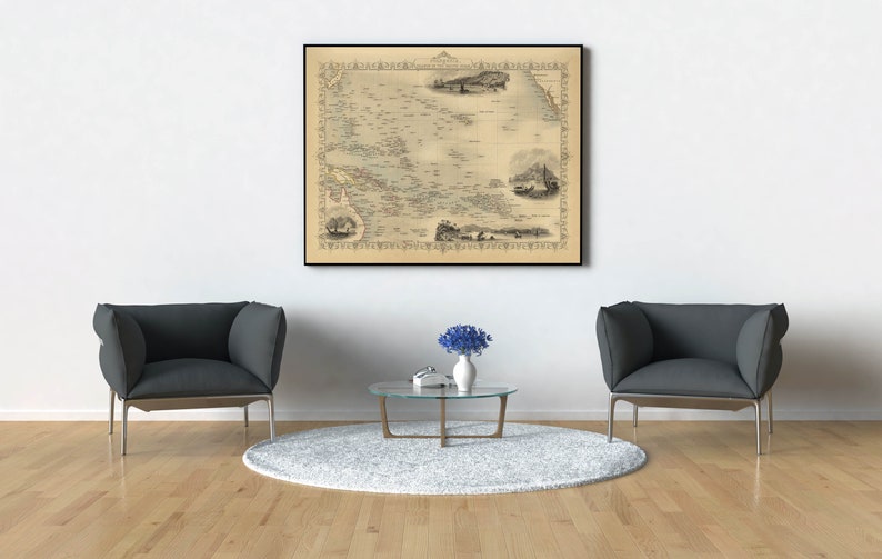 Map Poster of Polynesia 1851 Polynesia Wall Map Print | Etsy