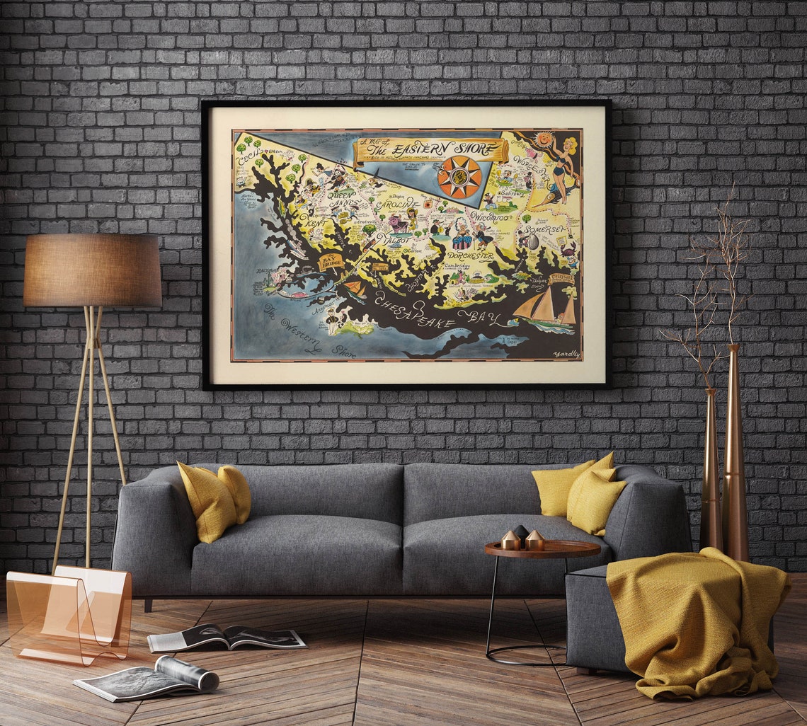 The Eastern Shore Map Print Maryland Map Wall Print Maryland | Etsy