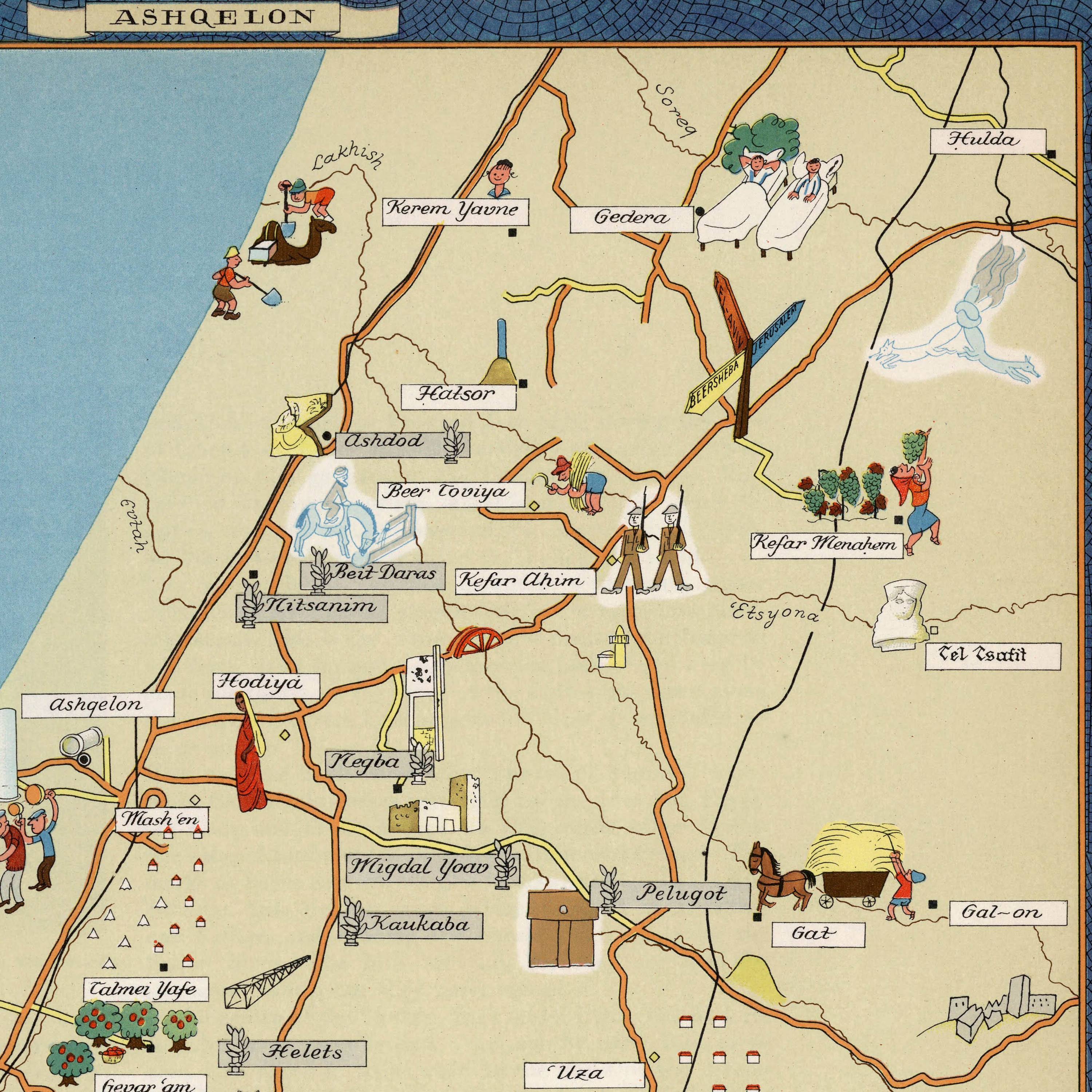 Ashkelon Map Print Israel Map Posters Canvas Print Wall Art | Etsy