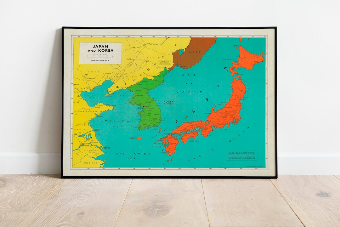 Japan and Korea Map Poster| Korea Map Wall Art| Canvas Print Wall Decor ...