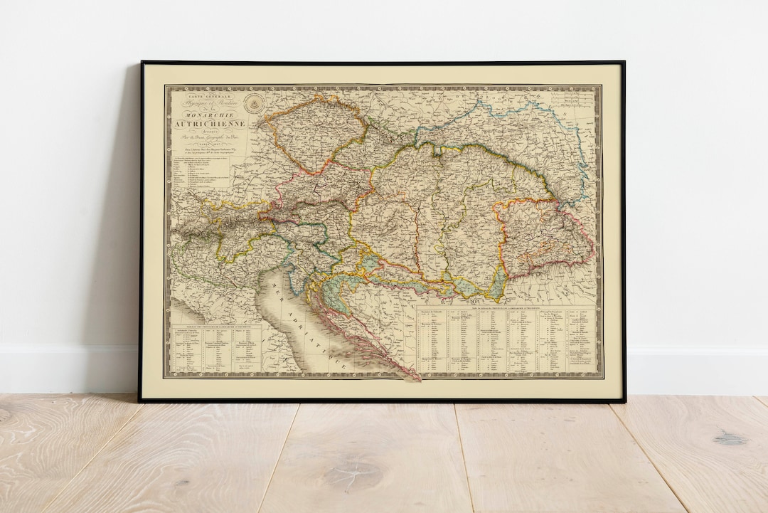 Historical Map of Austrian Empire 1827| Old Map Wall Decor| Vintage Map ...