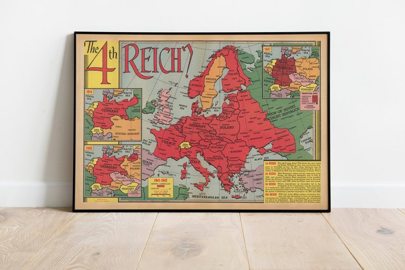 Germany World War 2 Map Print Poster Print WW2 Maps Canvas | Etsy