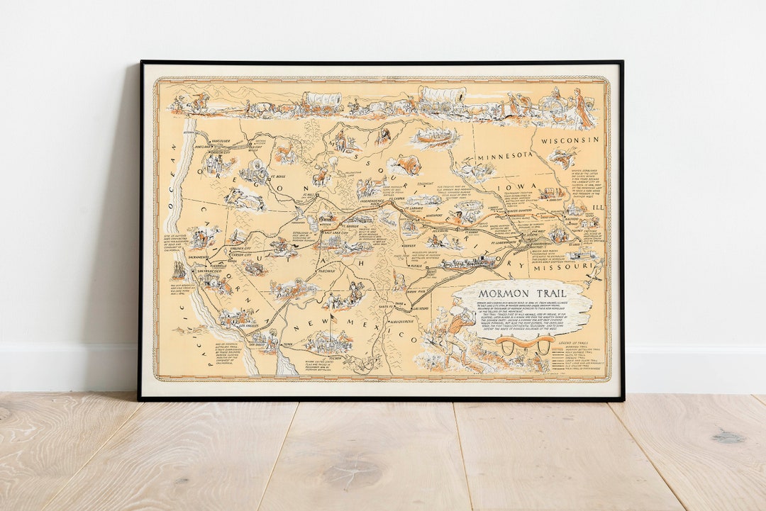 Vintage Mormon Trail Map Art Print: Antique Wall Decor - Etsy
