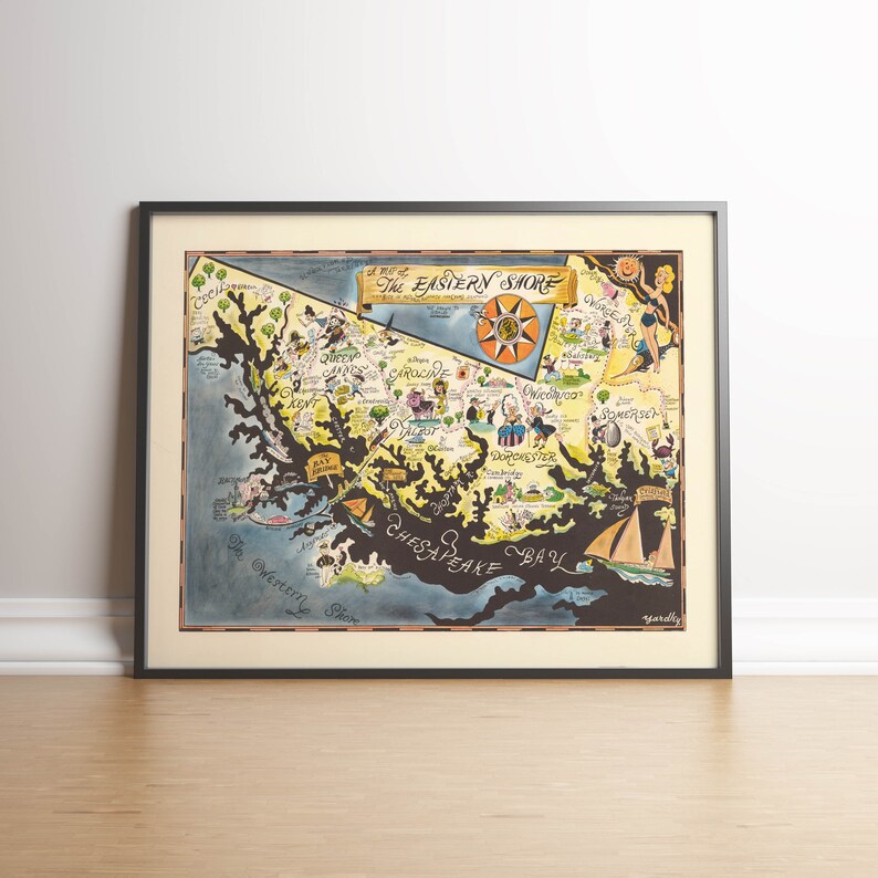 The Eastern Shore Map Print Maryland Map Wall Print Maryland | Etsy
